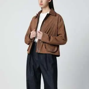 HALFBOY Short Mocha Suede Leather Jacket - Brown