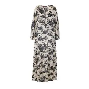 Max Mara Silk Graphic Print Maxi Dress - Black