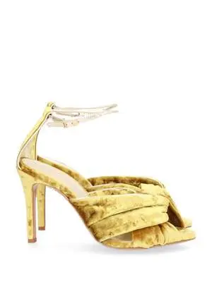 FORTE_FORTE Heliodore High Heel Velvet Crossover Sandal - Yellow