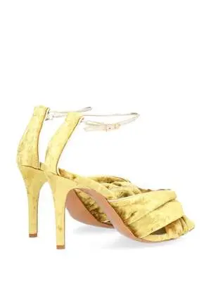 FORTE_FORTE Heliodore High Heel Velvet Crossover Sandal - Yellow