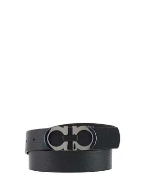 FERRAGAMO Gancini Leather Belt - Black