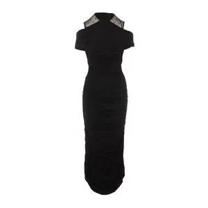 MARINE SERRE Asymmetrical Knee Lenghth Dress With Moon Detail - Black