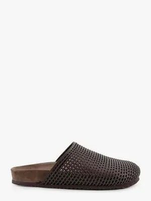 Brunello Cucinelli Leather Sandals With Precious Net Detail - Multicolor