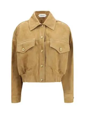Versace Suede Blouson Jacket - Cream