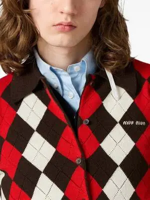 Miu Miu Argyle Cardigan - Brown