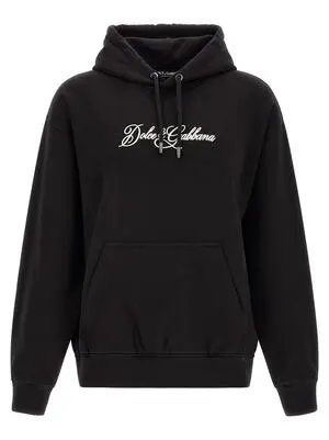 Dolce & Gabbana Logo Embroidery Hoodie - Black