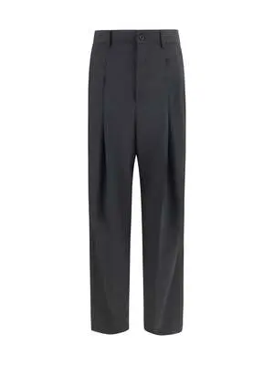 Dolce & Gabbana Wide-leg Wool Blend Tailored Pants - Black
