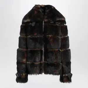 Fendi Brown Sheepskin Jacket With Nappa Leather Trim - Yellow