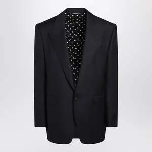 Dolce & Gabbana Dark Navy Wool Single-breasted Jacket - Blue
