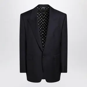 Dolce & Gabbana Dark Navy Wool Single-breasted Jacket - Blue