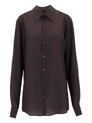 Dolce & Gabbana Shirt In Silk Crêpe De Chine - Brown