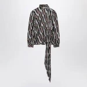 Gucci Printed Silk Twill Blouse - Gray