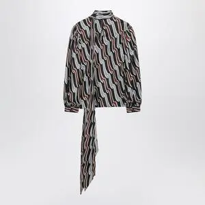 Gucci Printed Silk Twill Blouse - Gray