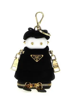 Prada Soft Robot Velvet Bag Pendant - Black