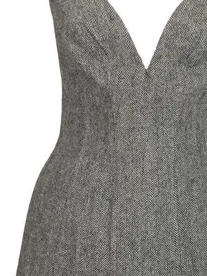 SELF-PORTRAIT Herringbone Wool Mini Dress