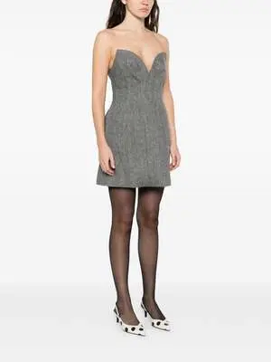 SELF-PORTRAIT Herringbone Wool Mini Dress
