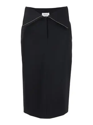 Alexander McQueen Black Skirt With Foldover Waist And Rear Single Slit In Wool - Multicolor