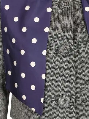 SELF-PORTRAIT Wool Blend Herringbone Jacket - Gray