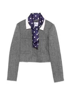 SELF-PORTRAIT Wool Blend Herringbone Jacket - Gray