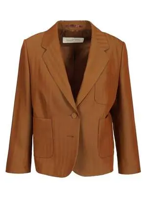 Dries Van Noten Short Striped Wool Twill Blazer - Brown