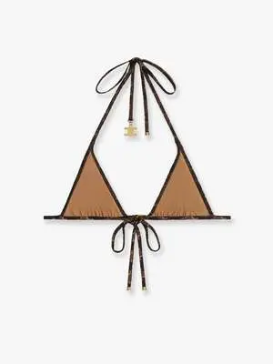 Celine Jersey Bikini Top With Monogram Print
