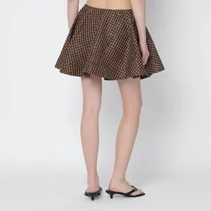 GANNI Black Gingham Flared Mini Skirt