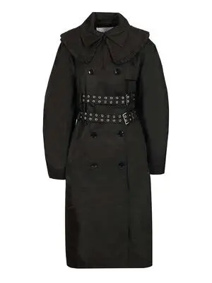 GANNI Duchesse Nylon Trench Coat - Black