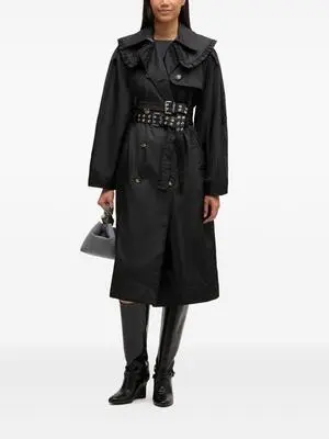 GANNI Duchesse Nylon Trench Coat - Black