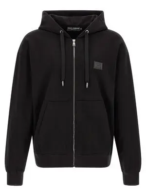Dolce & Gabbana Logo Plaque Hoodie - Black
