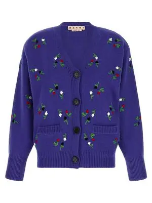 Marni Floral Embroidery Cardigan - Blue