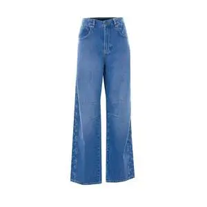 MARINE SERRE Denim Barrel Jeans With Moon Logo - Blue
