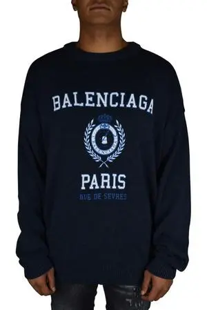 Balenciaga Knit Logo Sweater - Blue