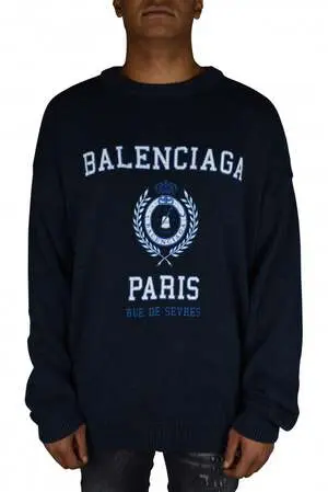 Balenciaga Knit Logo Sweater - Blue