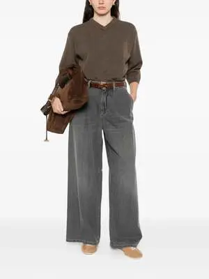Max Mara Wide Leg Double Pleat Jeans