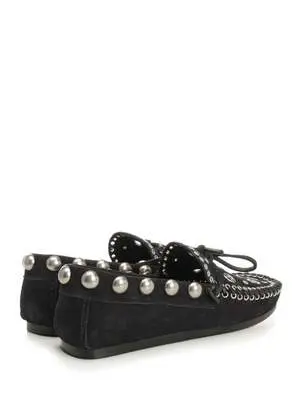 Isabel Marant Étoile Suede Eyelets Moccasin - Black