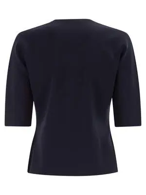 Max Mara Short-sleeved Embroidered Logo Top - Blue