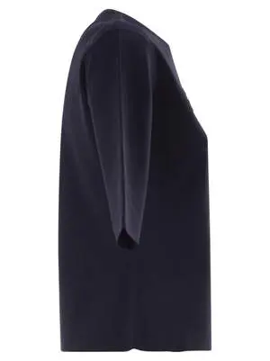 Max Mara Short-sleeved Embroidered Logo Top - Blue