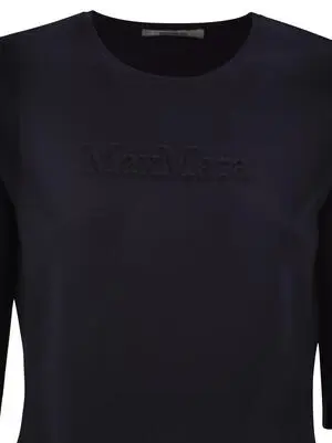 Max Mara Short-sleeved Embroidered Logo Top - Blue