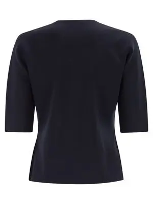 Max Mara Short-sleeved Embroidered Logo Top - Blue