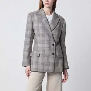 ANINE BING Asymmetric Prince Of Wales Jacket - Brown