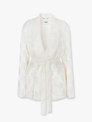 Fendi Jacquard Silk Blazer With Floral Motif - Multicolor