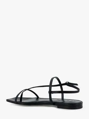 AeydĒ Ella Flat Leather Sandals - Black