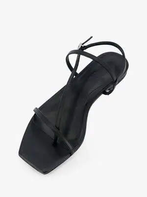 AeydĒ Ella Flat Leather Sandals - Black