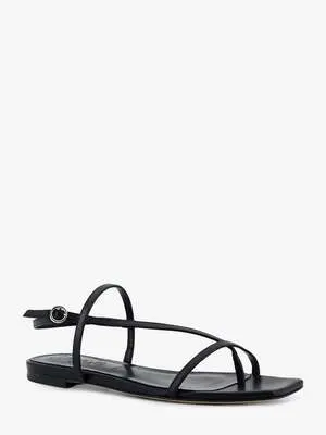 AeydĒ Ella Flat Leather Sandals - Black