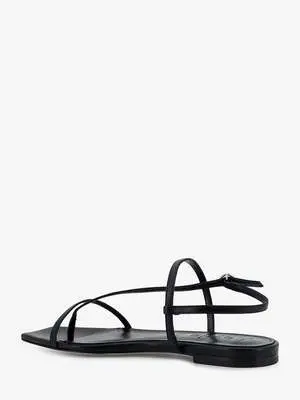 AeydĒ Ella Flat Leather Sandals - Black