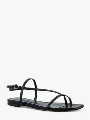 AeydĒ Ella Flat Leather Sandals - Black