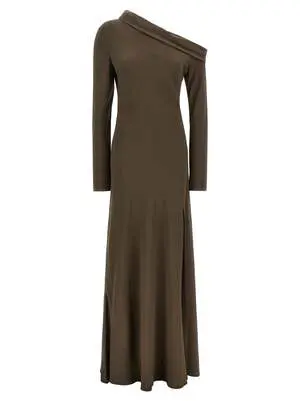 Alberta Ferretti Bare Shoulder Dress - Brown