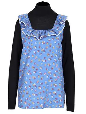 Miu Miu Poplin And Wool Sweater - Multicolor