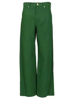 Max Mara Cotton And Linen Drill Trousers - Green