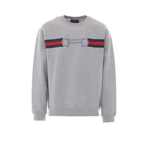 Gucci Web Print And Clamp Embroidery Sweatshirt - Gray